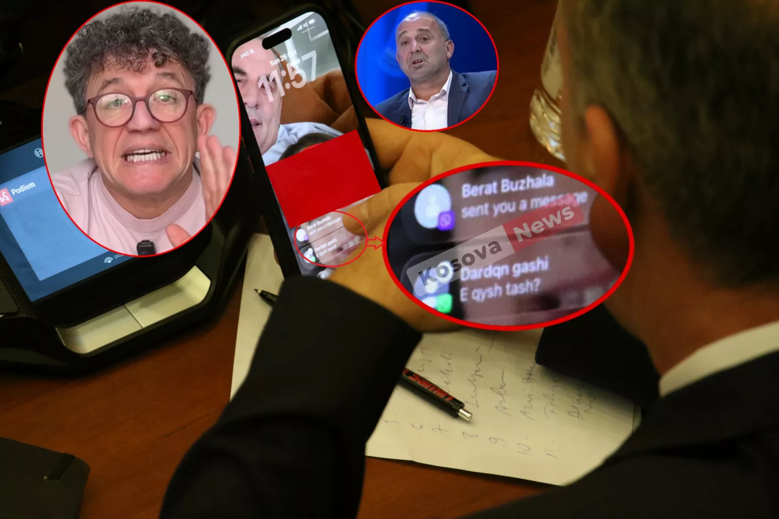 Në seancën e Kuvendit Fatmir Limaj komunikoi me sekserët e opozitës, Berat Buzhala dhe Dardan ...